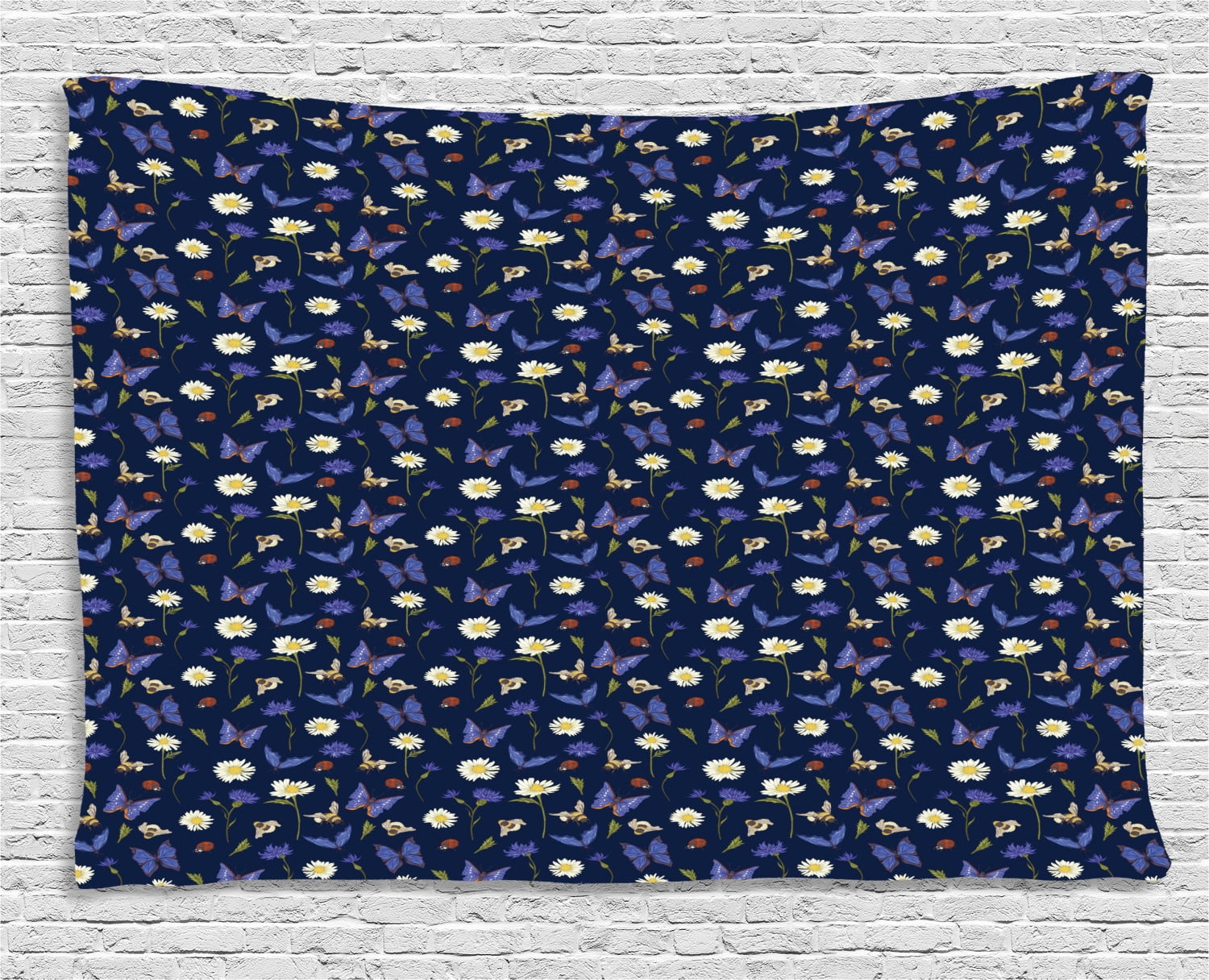 Spring Tapestry, Vintage Style Butterflies Ladybugs and Blossoming ...