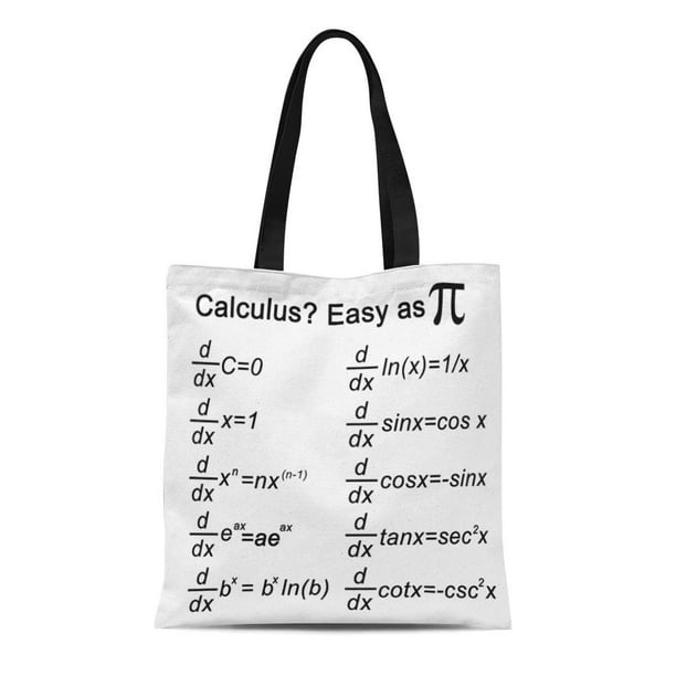 NUDECOR Canvas Tote Bag Math Calculus Basic Guide School Back Reminder ...