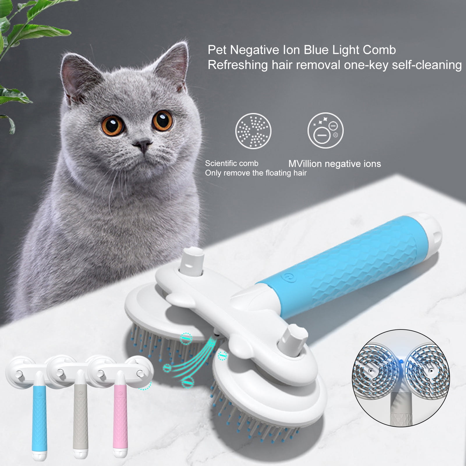 Waroomhouse Pet Hair Comb One-key Start Dual Head Design Battery ...