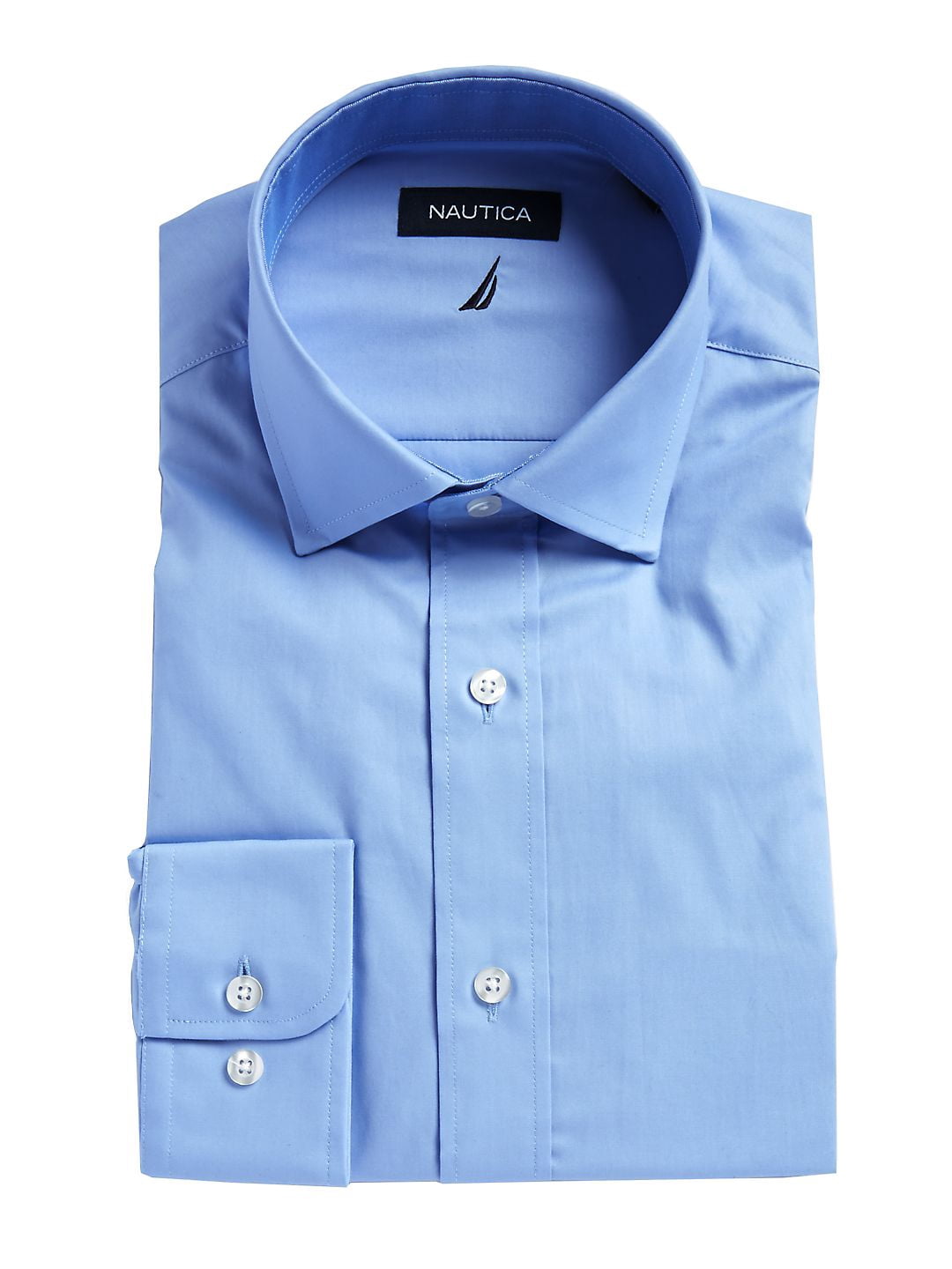 NAUTICA Mens Light Blue Easy Care Collared Classic Fit Stretch Dress NAUTICA Mens Light Blue Easy Care Collared Classic Fit Stretch Dress