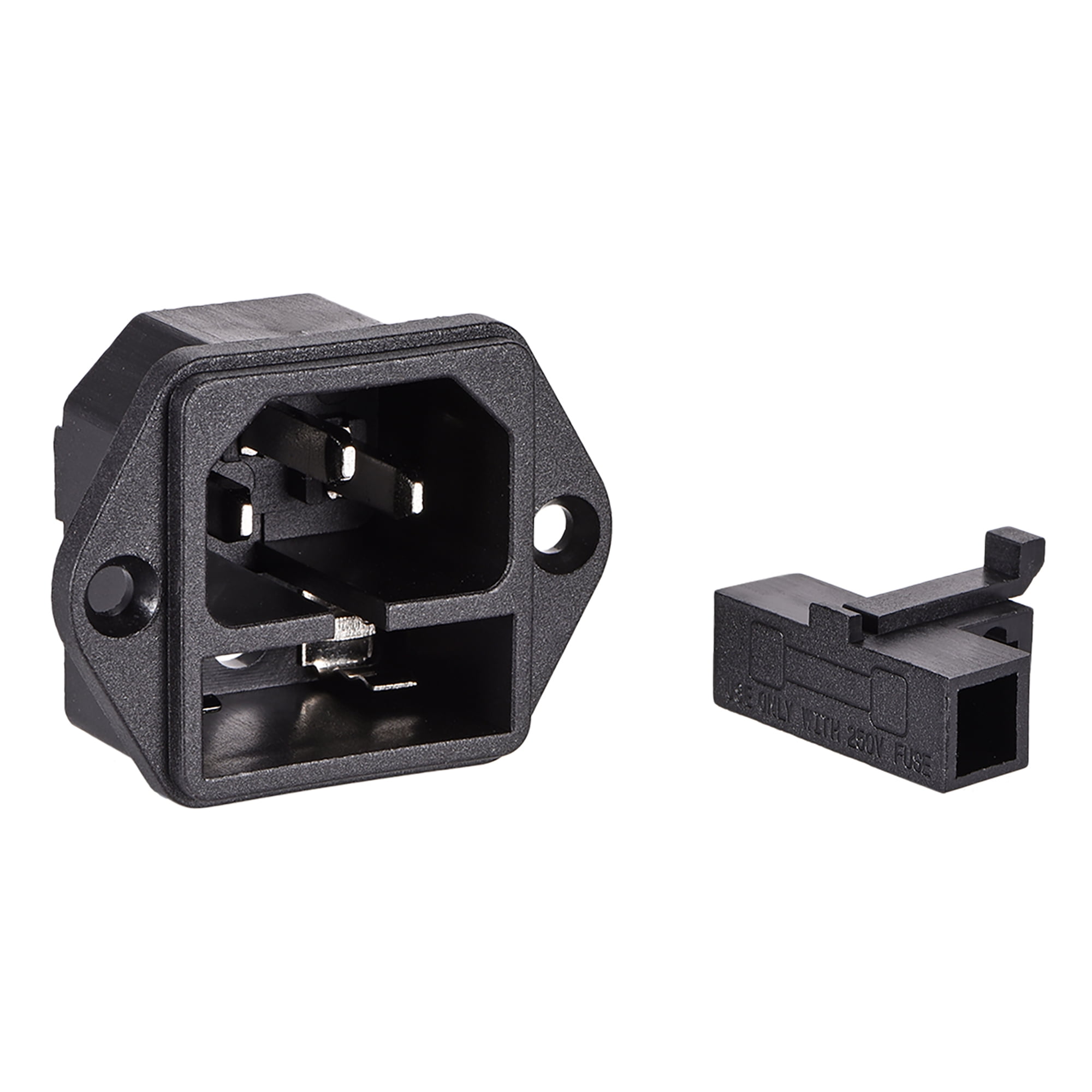 C14 Panel Mount Plug Adapter AC 250V 10A 3 Pins IEC Inlet Module Plug ...