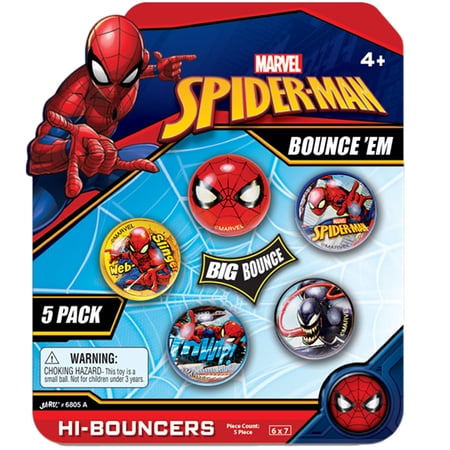 JA-RU Marvel Spiderman Bouncy Balls Superballs Super Hi Bounce 1.2" (1 ...