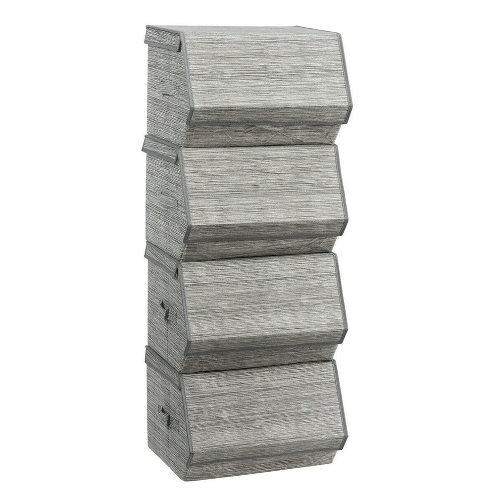 Gymax Set Of 4 Large Stackable Bins Cubes W Lids Storage Organizers