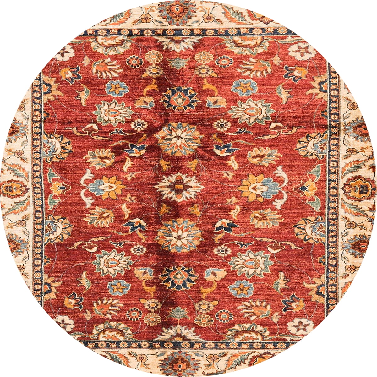 Ahgly Company Indoor Round Abstract Red Abstract Area Rugs, 6' Round ...