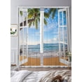 Beach Paradise Sheer Curtains 84 inches Long, Summer Window Frame Sunny ...