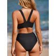 Cupshe Womens Swimsuit Black Bralette And V Front High Waist Bikini Set