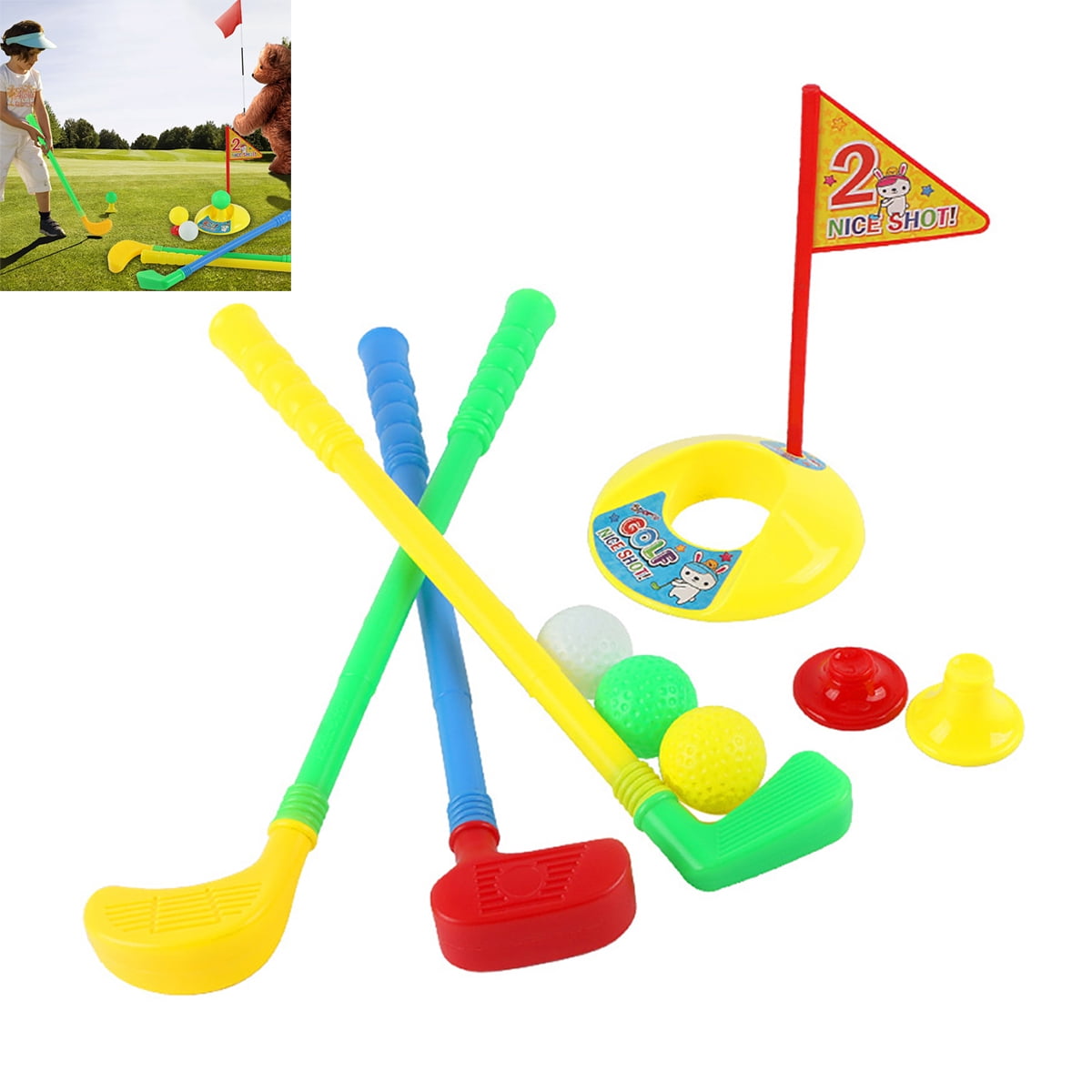Meidiya 10Pcs Kid's Toy Golf Clubs Set,Colorful Plastic Toddler Outdoor ...