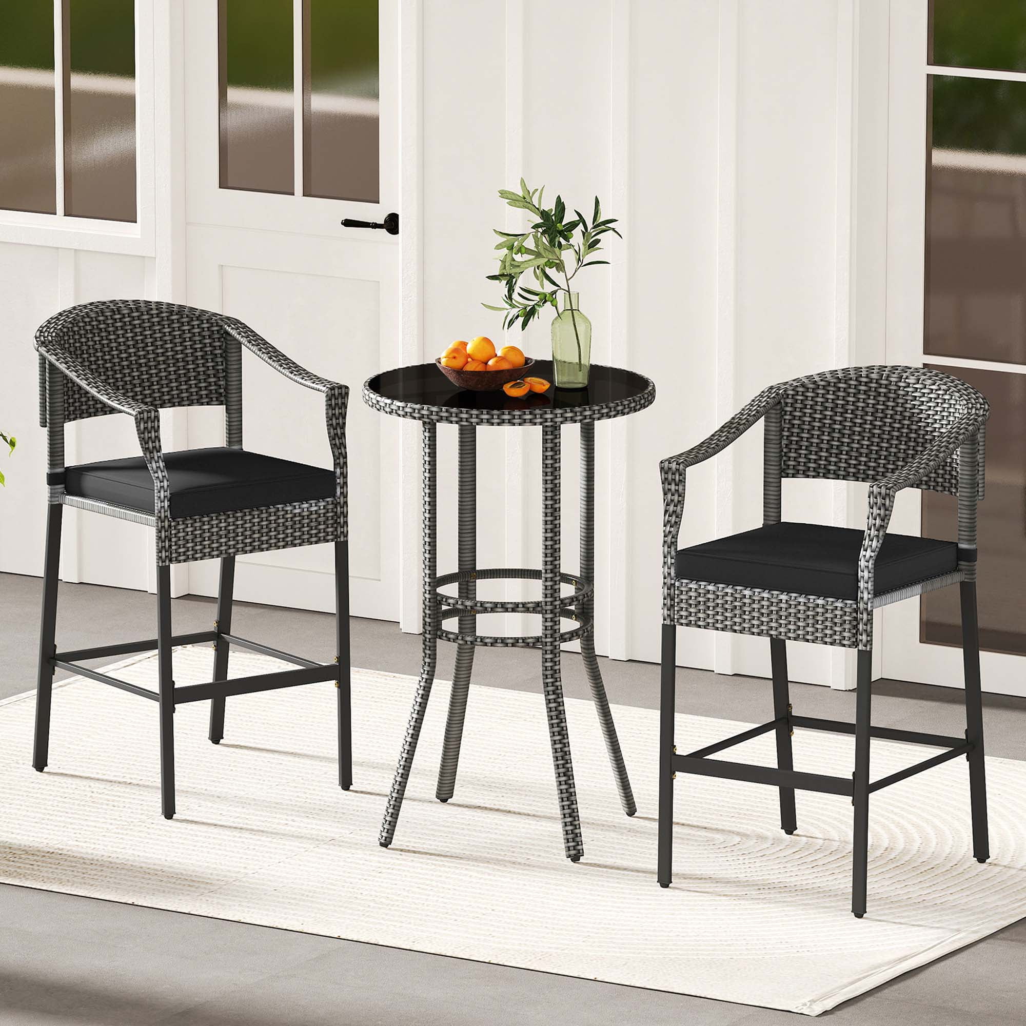 Click here for Costway 3-Piece Patio Rattan Bar Set Wicker Bar He... prices