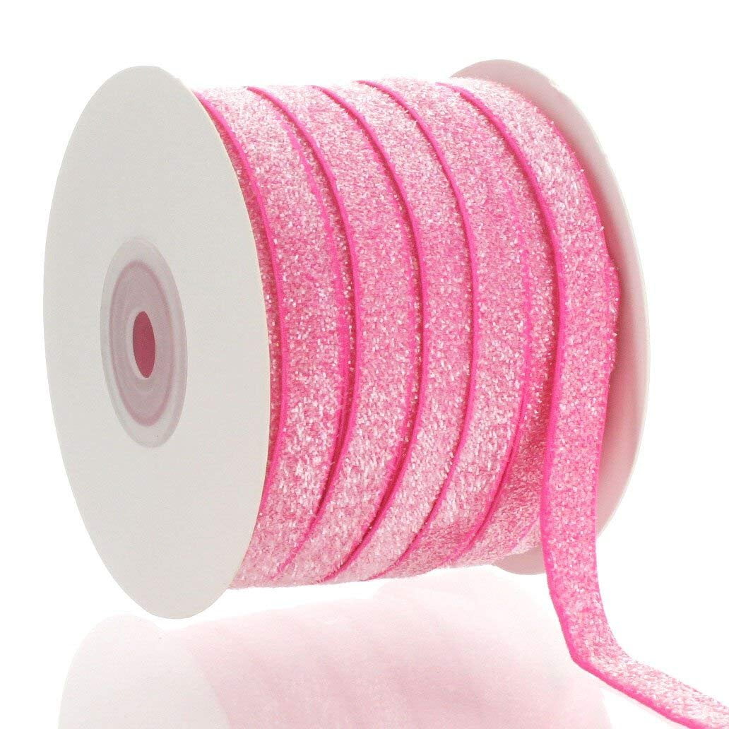 3/8" Frosted Elastic Hot Pink Velvet Ribbon 25 Yard Reel - Walmart.com