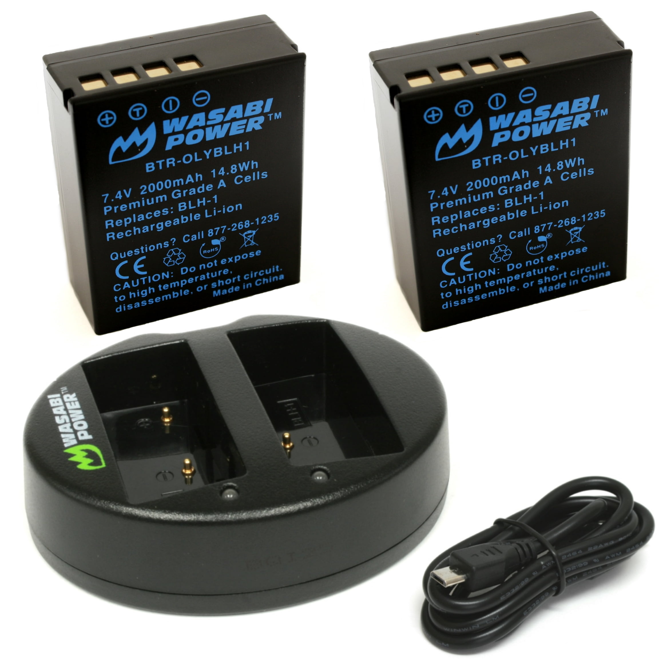 Wasabi Power Battery (2-Pack) and Dual Charger for Olympus BLH-1 (Fully ...