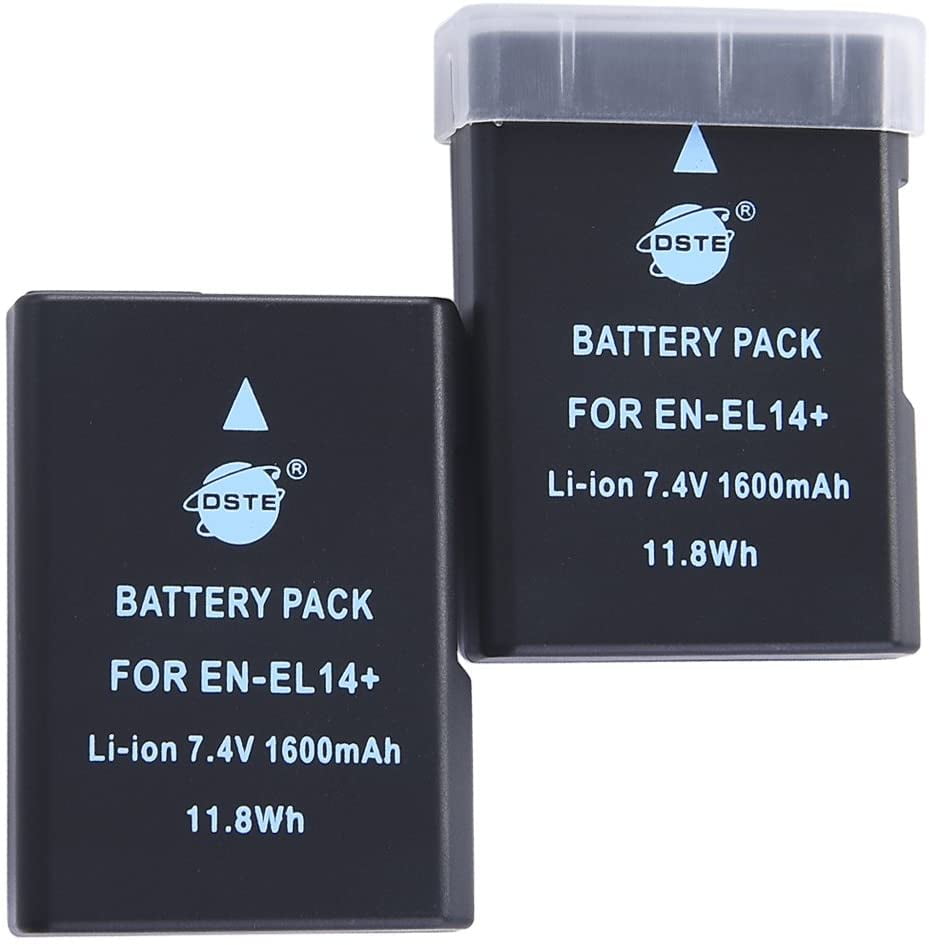 DSTE (2-Pack) EN-EL14 Battery for Nikon D5100 D5200 D5300 D5600 D3400 ...
