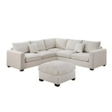 Poundex 4 Piece Sectional Sofa Set in Ivory with Corduroy Sofa and ...