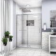 60 W x 72 H Soft Silver Glass Single Sliding Shower Enclosure Modern ...