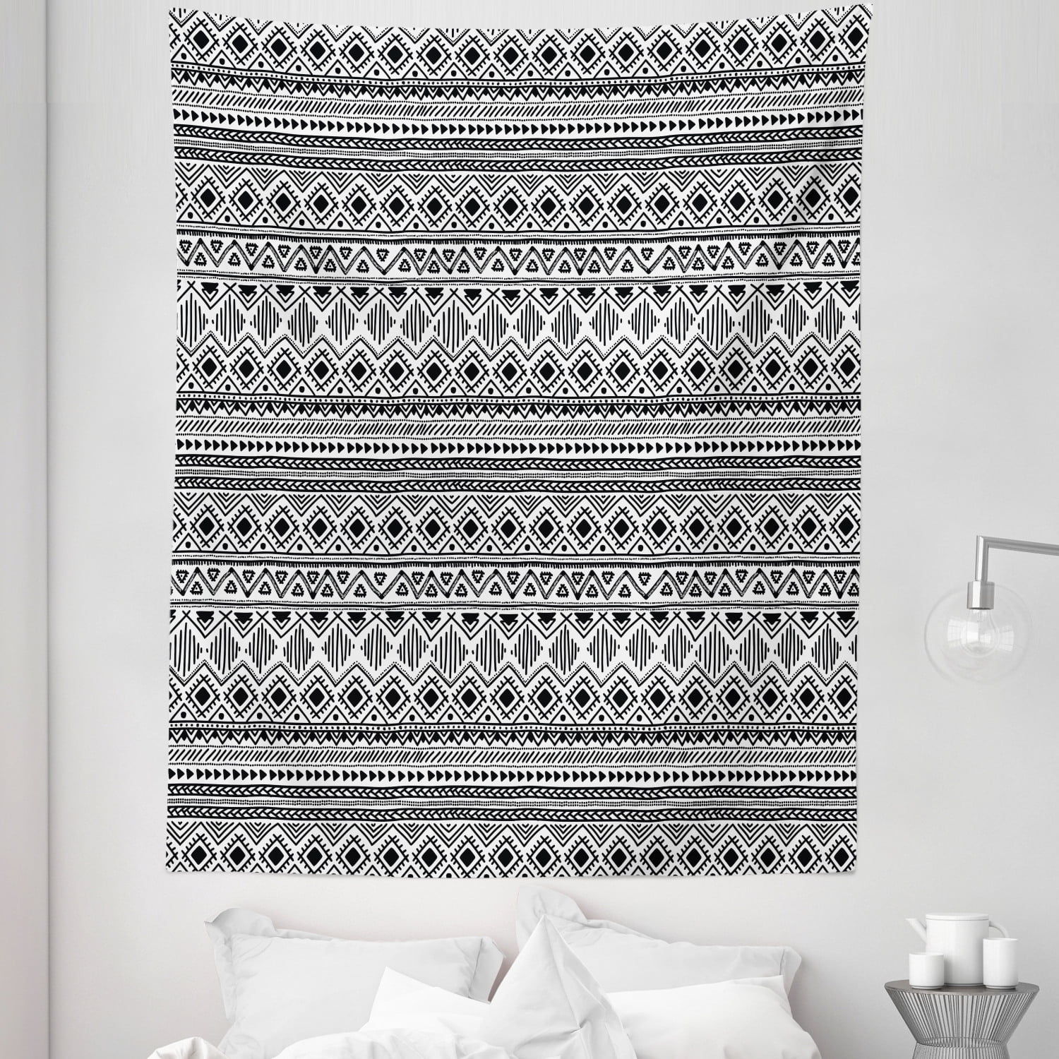 Aztec Tapestry, Geometric Abstract Rhombus Diamond Shapes Trippy Zig ...