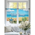 Coastal Beach Sheer Curtains for Living Room Bedroom Cartoon Summer ...