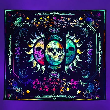 Sun and Moon Psychedelic Blacklight UV Reactive Fractal Faces Wall ...