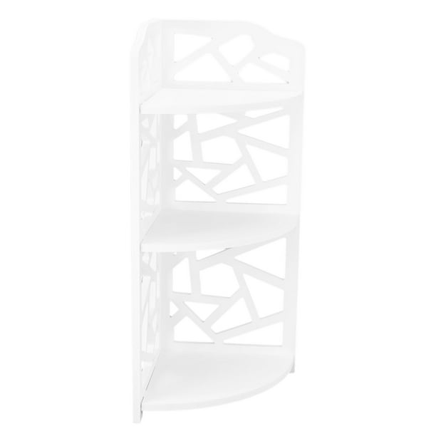 3 Tier Corner Shelf Unit Freestanding Small Spaces Corner Shelves Plant Standing Rack Hollow Shelving Storage Shelf Hallway Organizer White