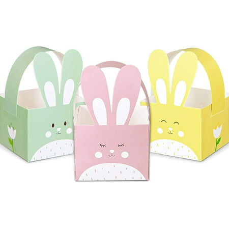 24pcs Easter Treat Boxes Happy Easter Gift Box with Handle Cute Bunny ...