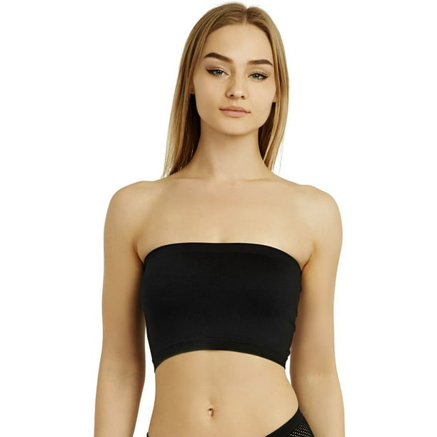 Sofra Sofra Womens Strapless Bra Cropped Seamless Tube Top Stretch
