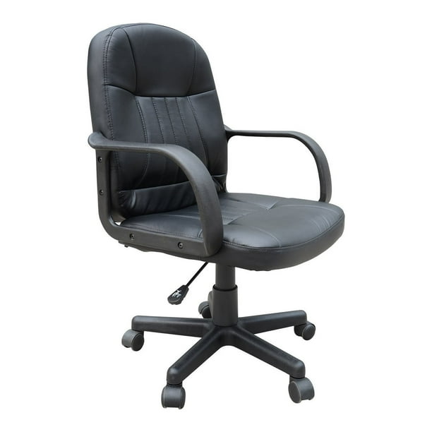 HOMCOM Desk Office Chair PU Leather Mid-Back Swivel Computer PC ...