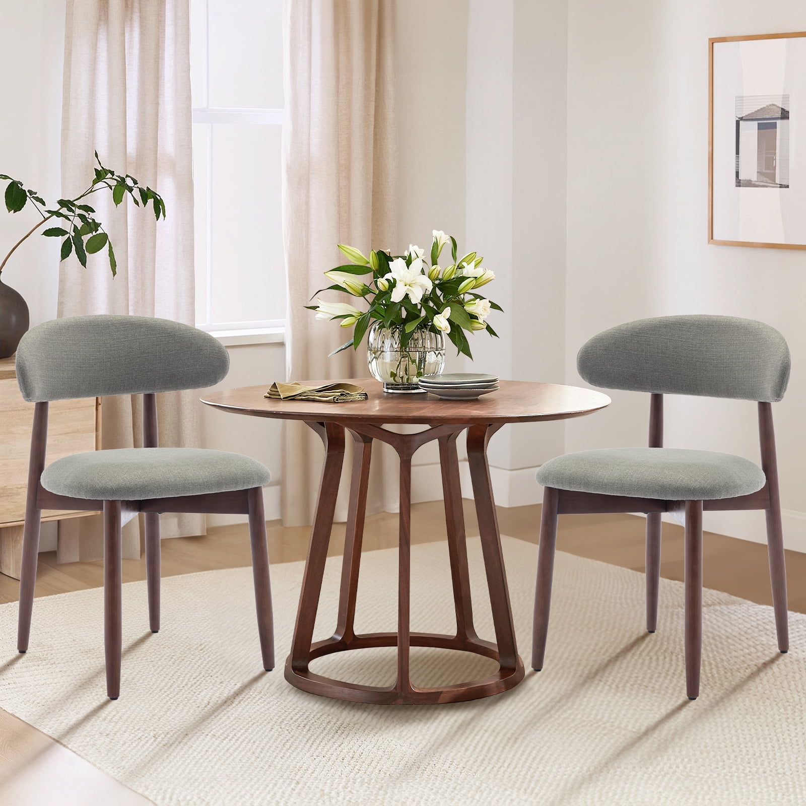 Click here for Malol Wooden Dining Chairs Set Of 2  Modern Fabric... prices