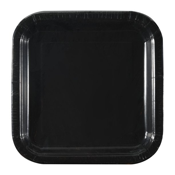 Square Paper Plates, 9 in, Black, 14ct - Walmart.com