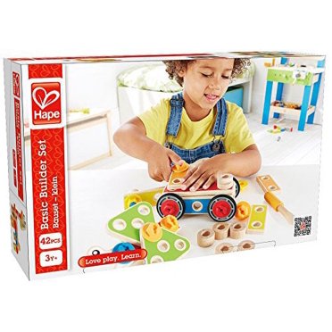 Hape - Wooden 12-piece Lacing Vehicles Set with Tote Wooden Block Set ...