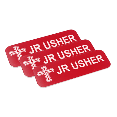 Usher 1 x 3" Name Tag/Badge, Brushed Gold, Praying Hands (3 Pack ...