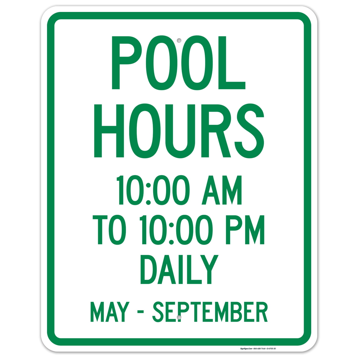 Pool Hours Sign, Pool Sign, 24x30 Aluminum - Walmart.com