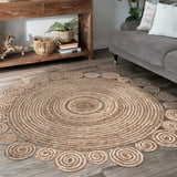 Ox Bay Bleach Natural Medallion Spiral Jute Area Rug, Beige, 4 ft ...