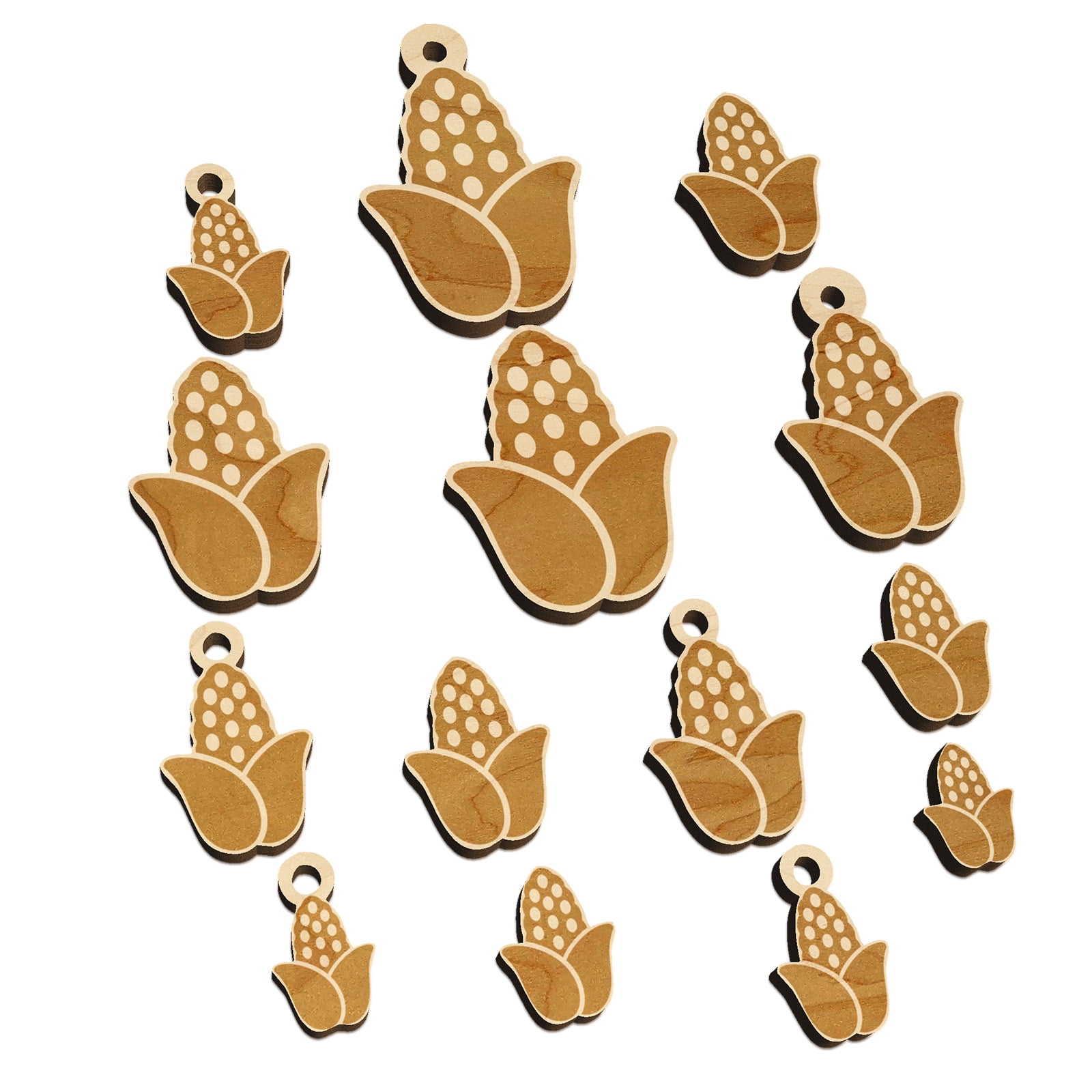 Peeled Corn on the Cob Wood Mini Charms Shapes DIY Craft Jewelry - With ...