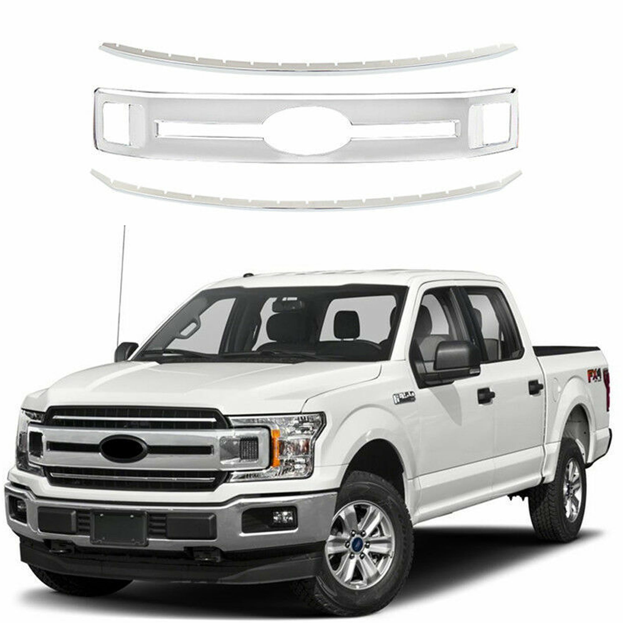NINTE Grille Covers for 2018-2020 Ford F150 XL ABS Chrome Grille ...