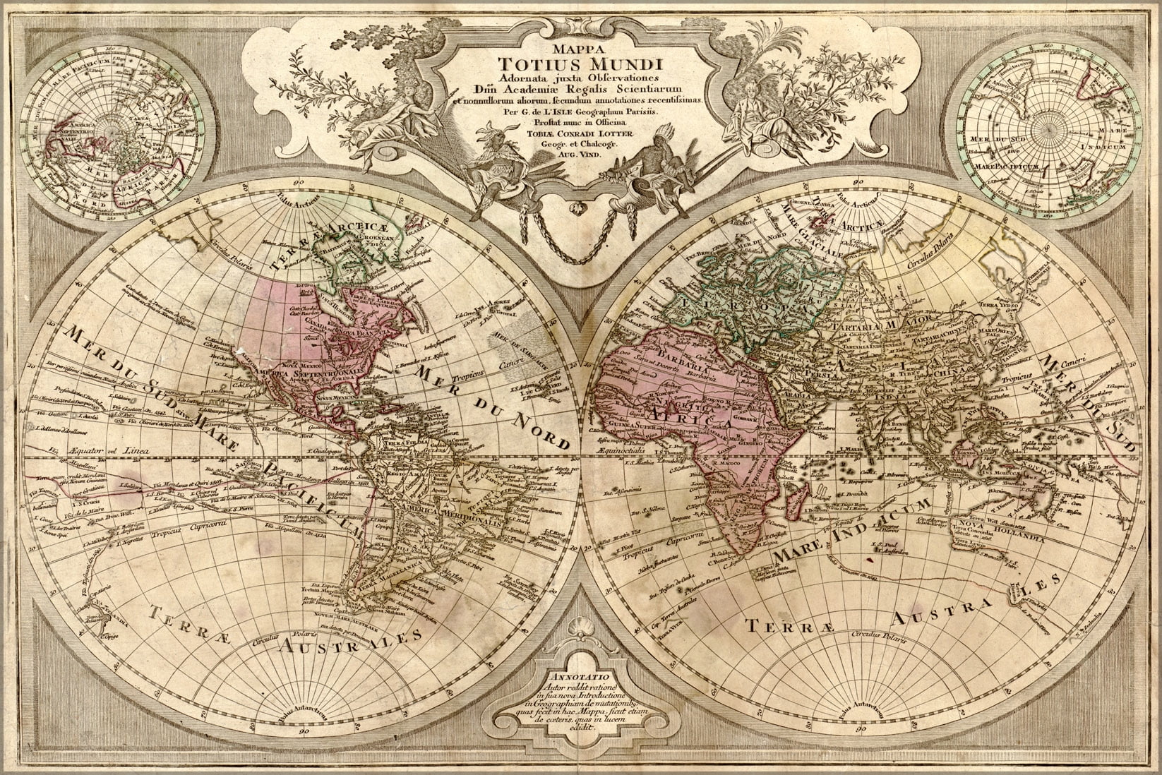 24"x36" Gallery Poster, map of the world 1775 in latin - Walmart.com
