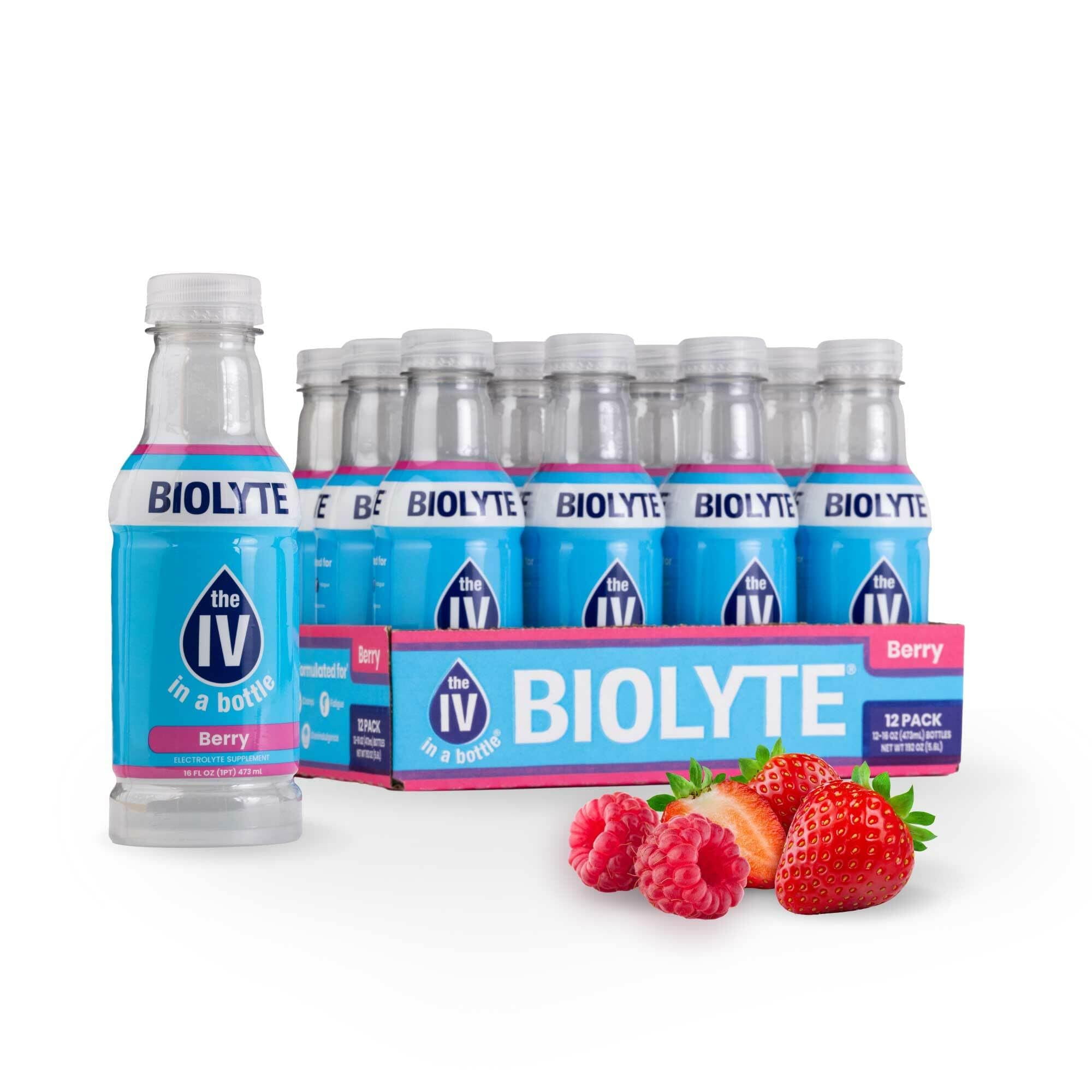 BIOLYTE Electrolyte Drink - IV in a Bottle Electrolyte Drink for Rapid Hydration - Berry, 12 ...