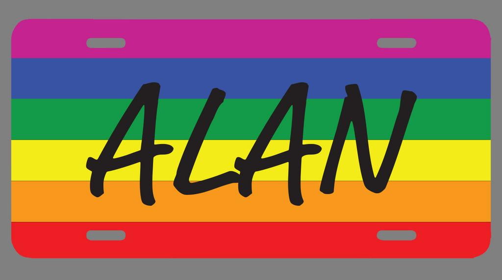Alan Name Pride Flag Style License Plate Tag Vanity Novelty Metal | UV ...