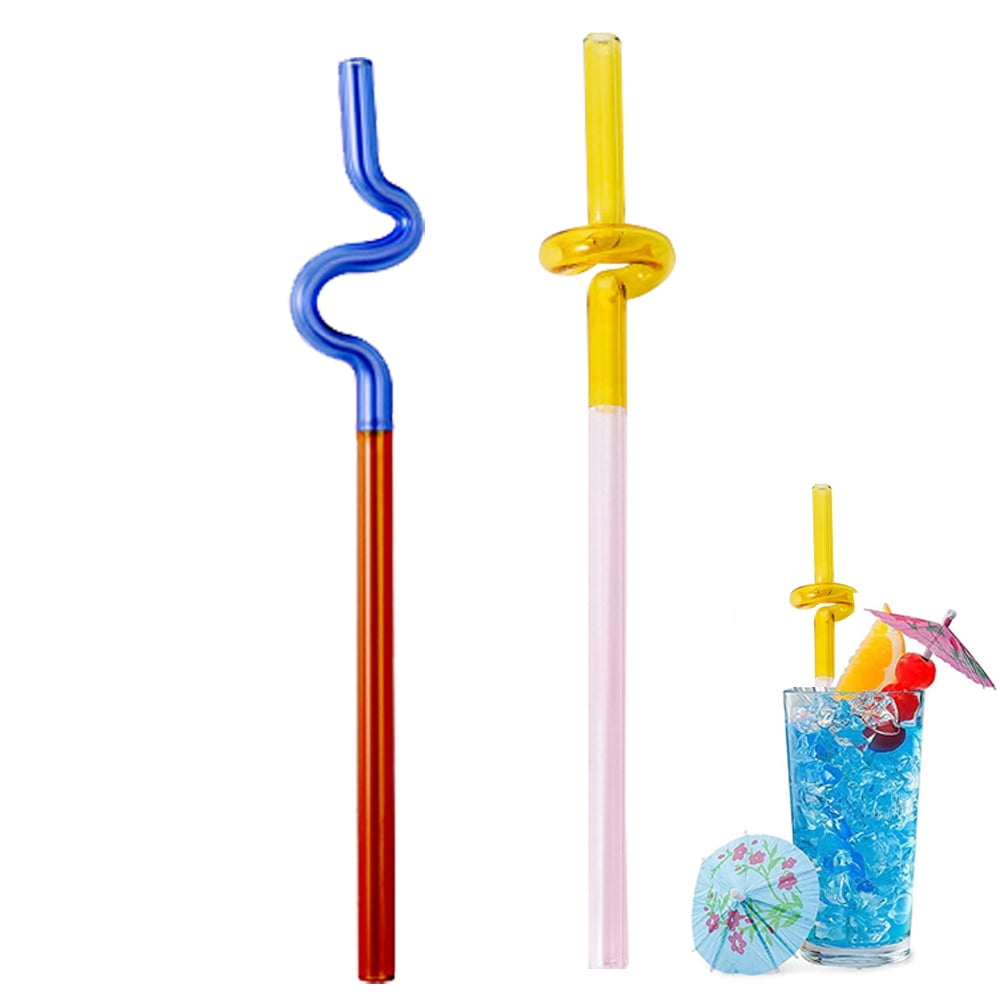 Reusable Bent Glass Straws Glass Drinking Straws For Smoothies