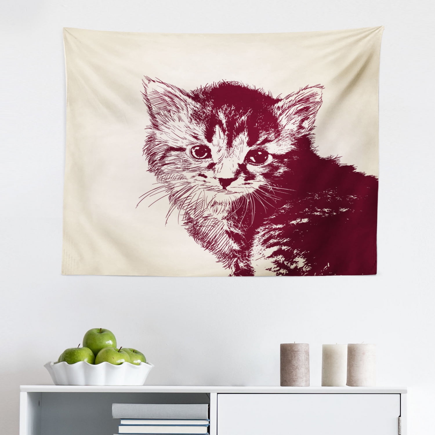 Cat Tapestry, Banner with Little Kitties Felines Over Jumping The Walls ...
