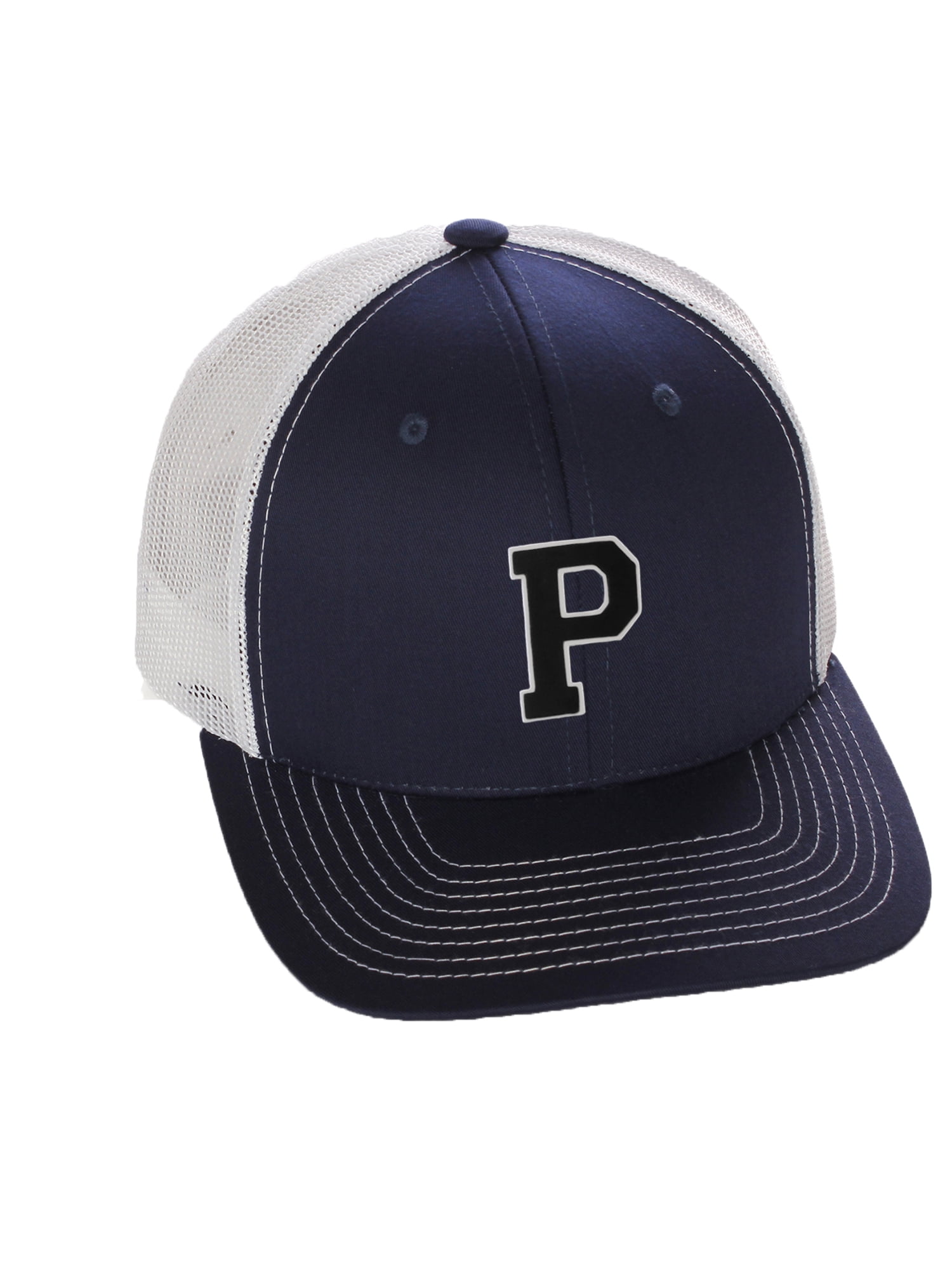 Structured Trucker Mesh Hat Custom Colors Letter P Initial Baseball Mid ...