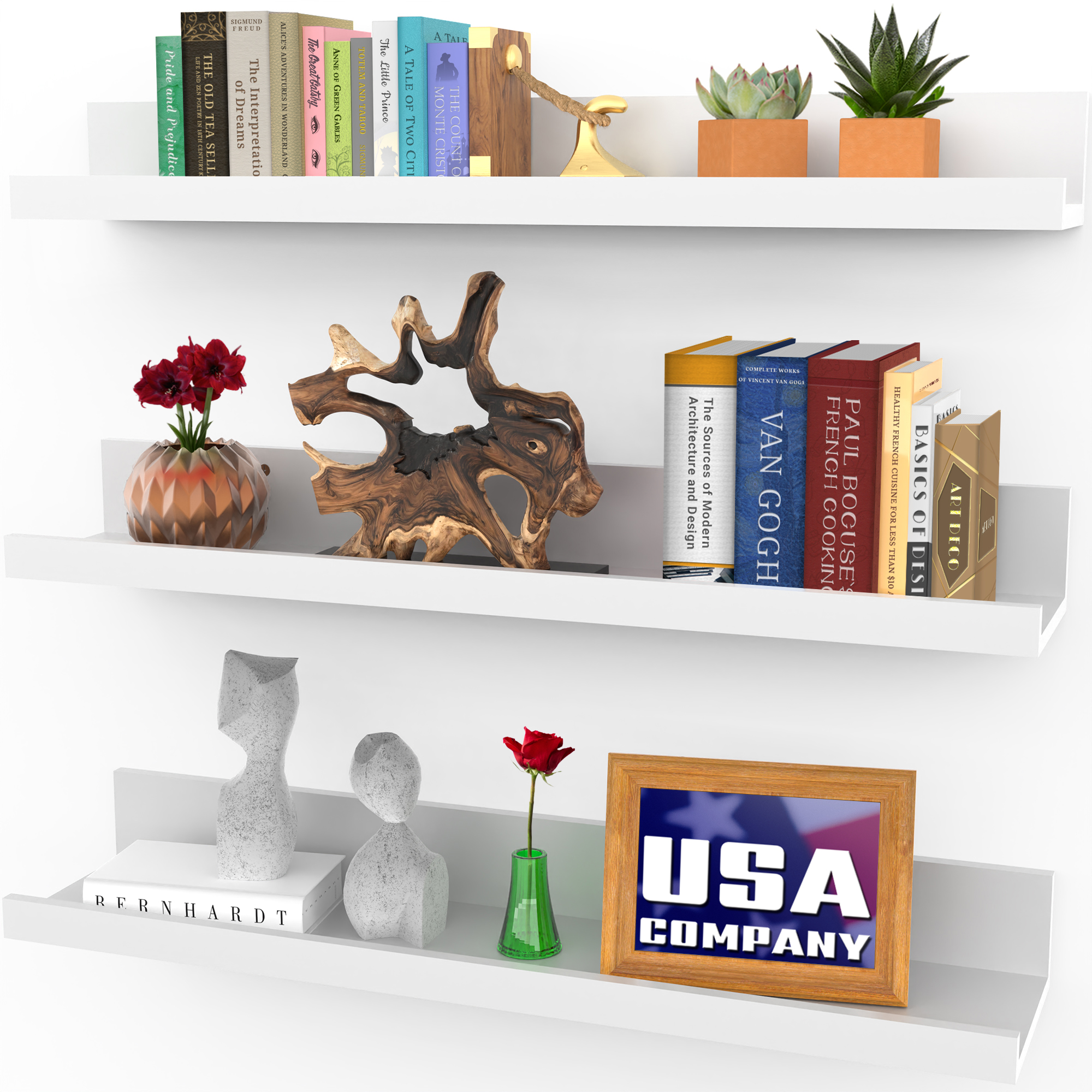 Floating Shelves, Set of 3 Wall Shelves (Multiple Sizes & Colors) by ...