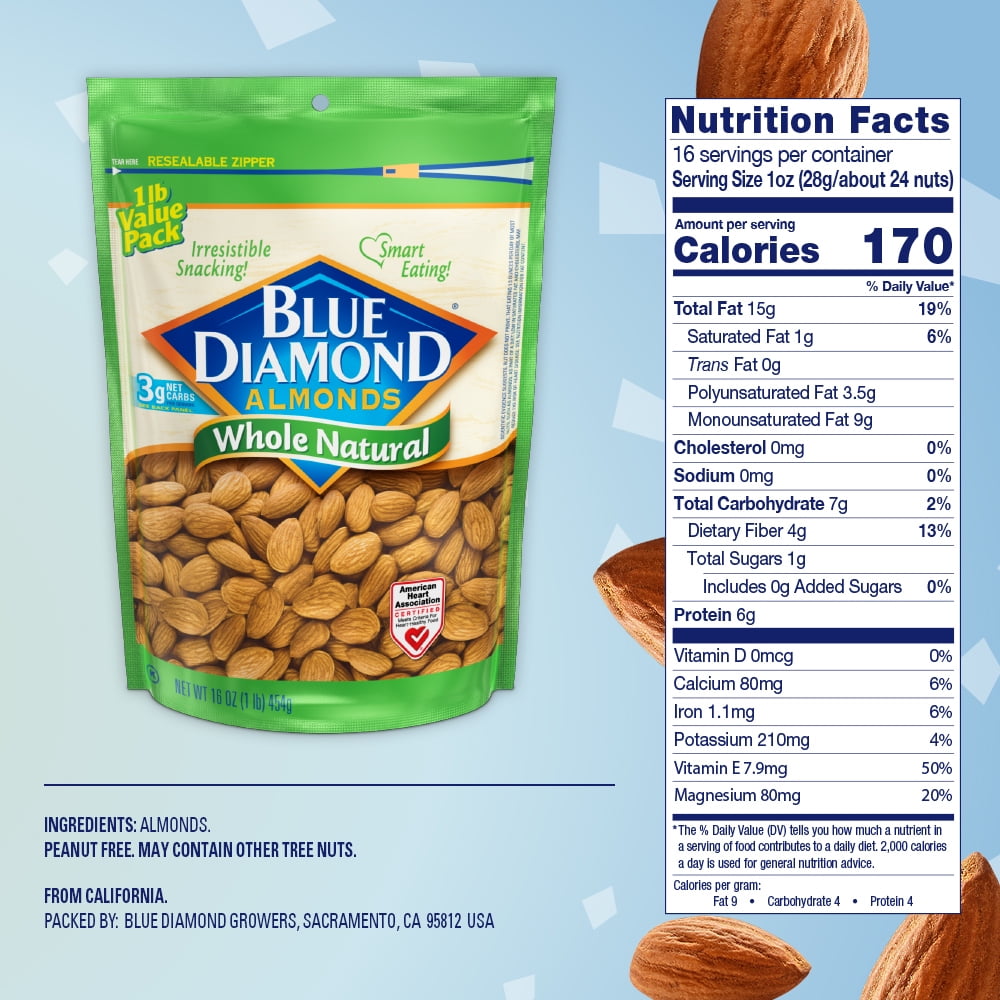 Blue Diamond Almonds Nutrition Label
