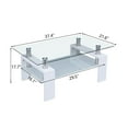 WSYW Modern Solid Glass Top Coffee Table Rectangle Furniture 2-Layer ...