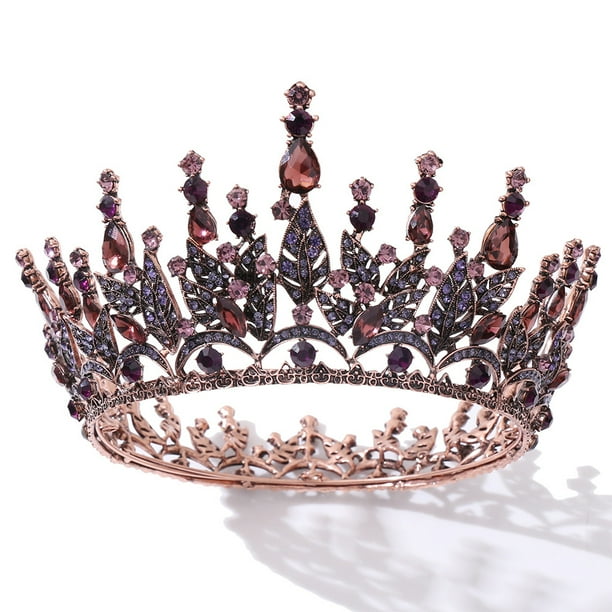 Hongchun Jeweled Queen Crown for Women, Full Round Baroque Tiaras and ...