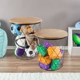 Lavish Home End Table with Storage – Round Wire Basket Base Nesting ...