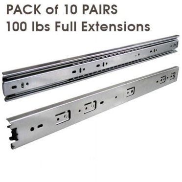 GlideRite 24 in. Side Mount Drawer Slides with 1" Over-travel, 5 Pairs ...