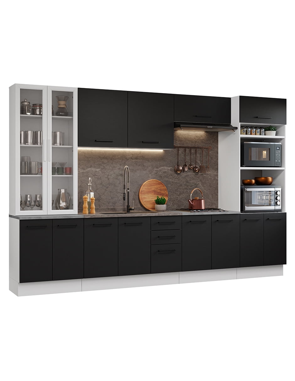 Cocina Integral Completa Armario de Vidrio Madesa Agata BN 01 | Bodega ...