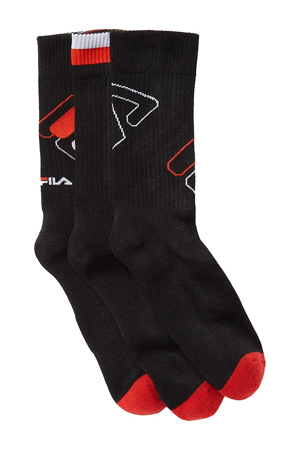 Fila Men's 3-Pack Heritage New Logo Crew Socks Black - Walmart.com
