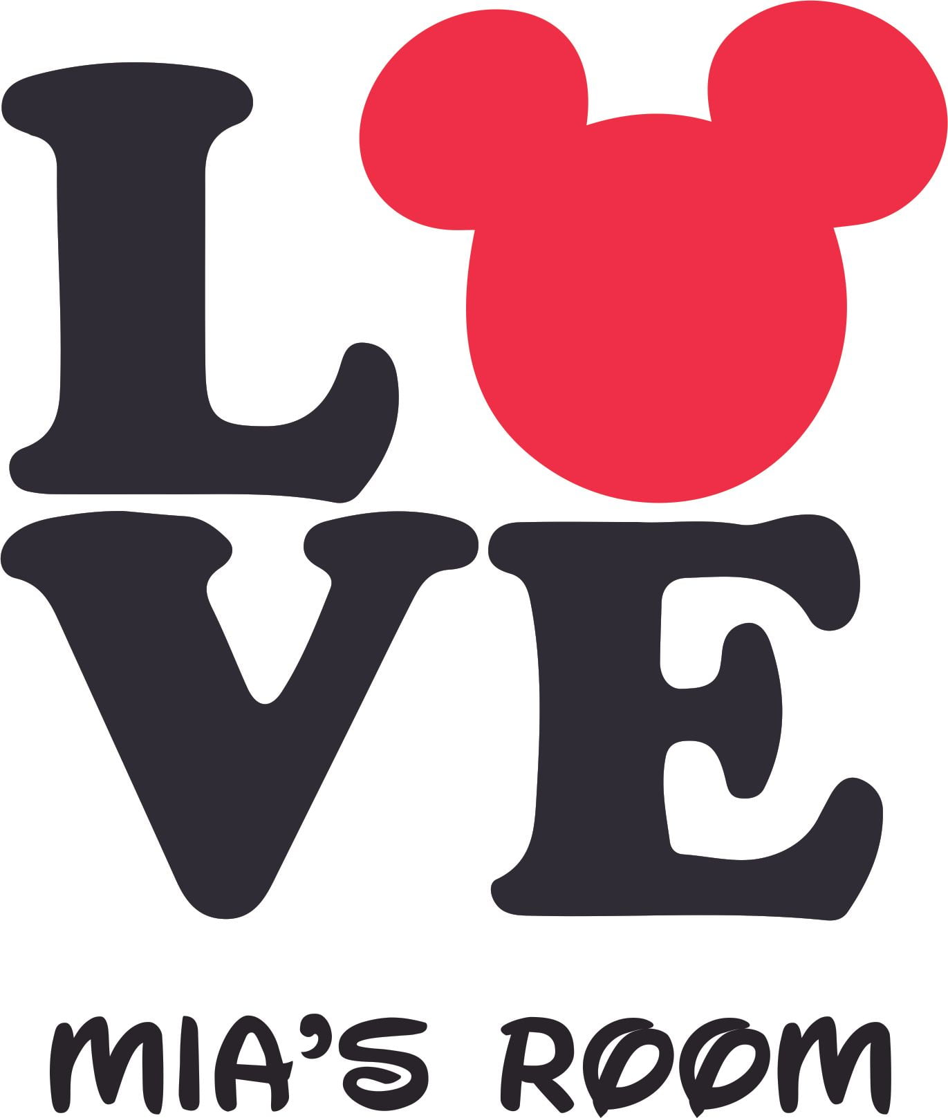 Love Micky Red Head Vinyl Mural Customized Name Wall Decal - Custom ...