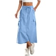 Skirts for Women Basic Solid Color Versatile Stretchy Side Slit A-Line ...