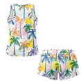 Binienty Colorful Palm Tree Print Women's Swim Tank Top and Shorts Set ...