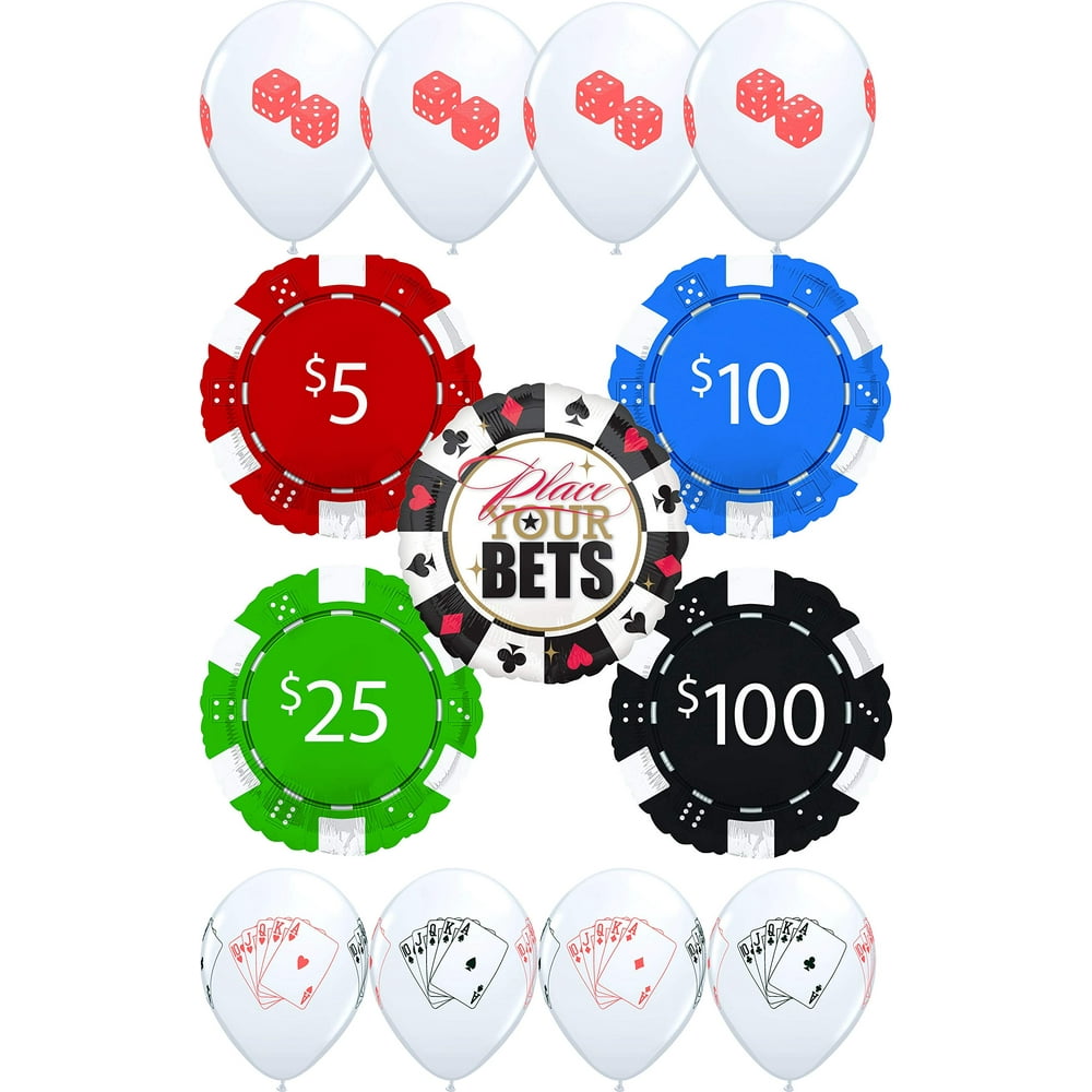 Casino Night Party Poker Chips Balloon Bouquet Decorations Place Your ...